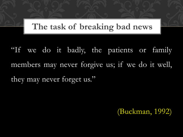 Breaking bad news | PPT