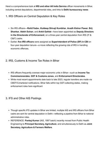 Breaking Bihar Bureaucracy News — IAS, IPS, IRS Transfer & Posting ...