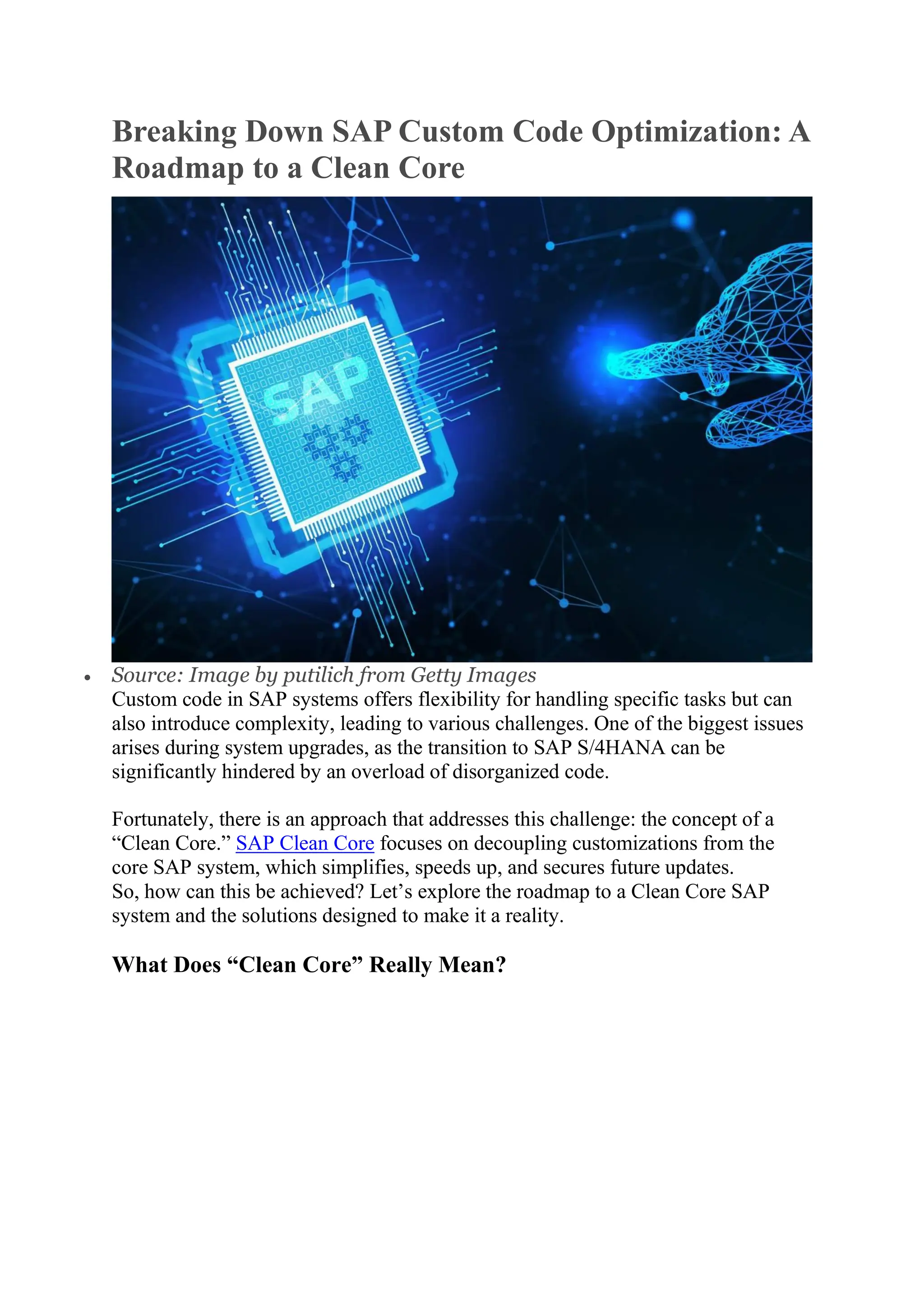 5 Steps Moving to a Clean Core SAP System | The Enterprise World | PDF