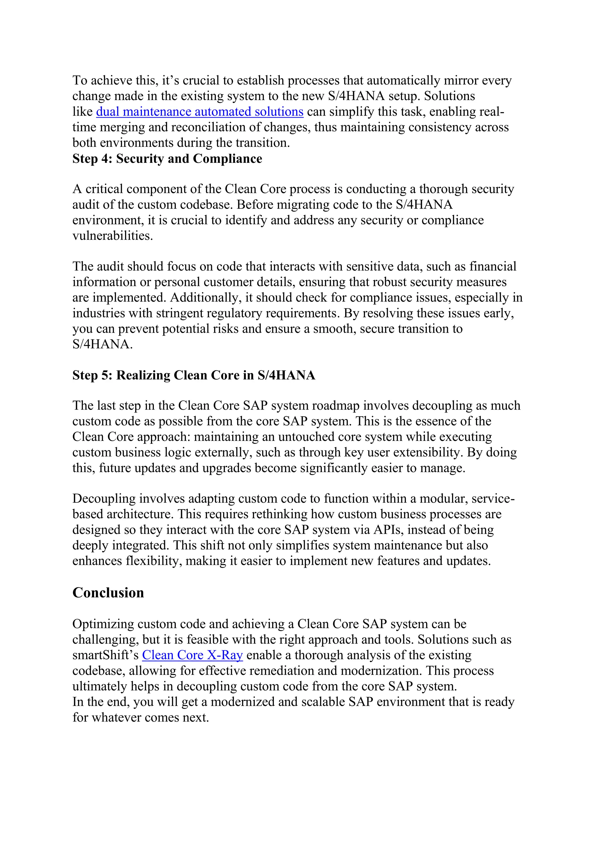 5 Steps Moving to a Clean Core SAP System | The Enterprise World | PDF