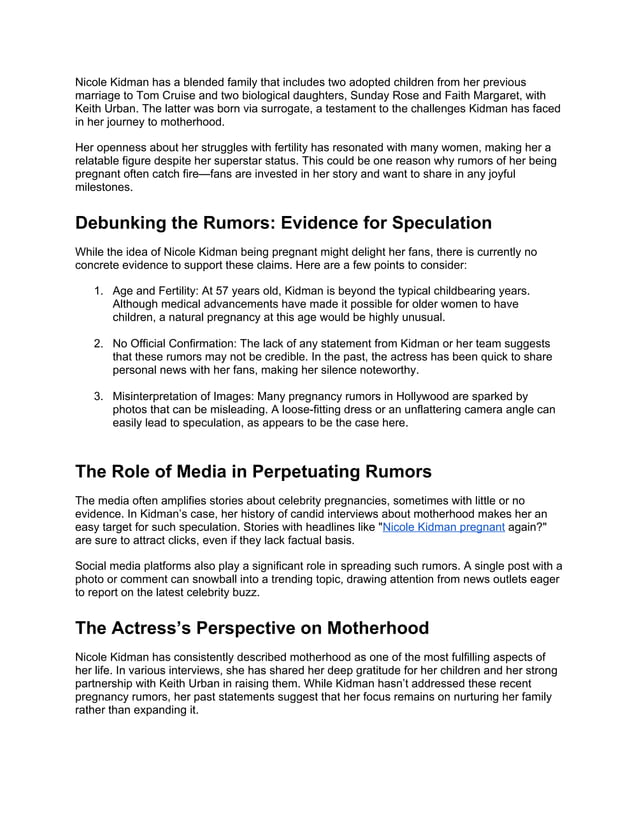 Breaking Down the Nicole Kidman Pregnant Rumors: Truth or Speculation ...