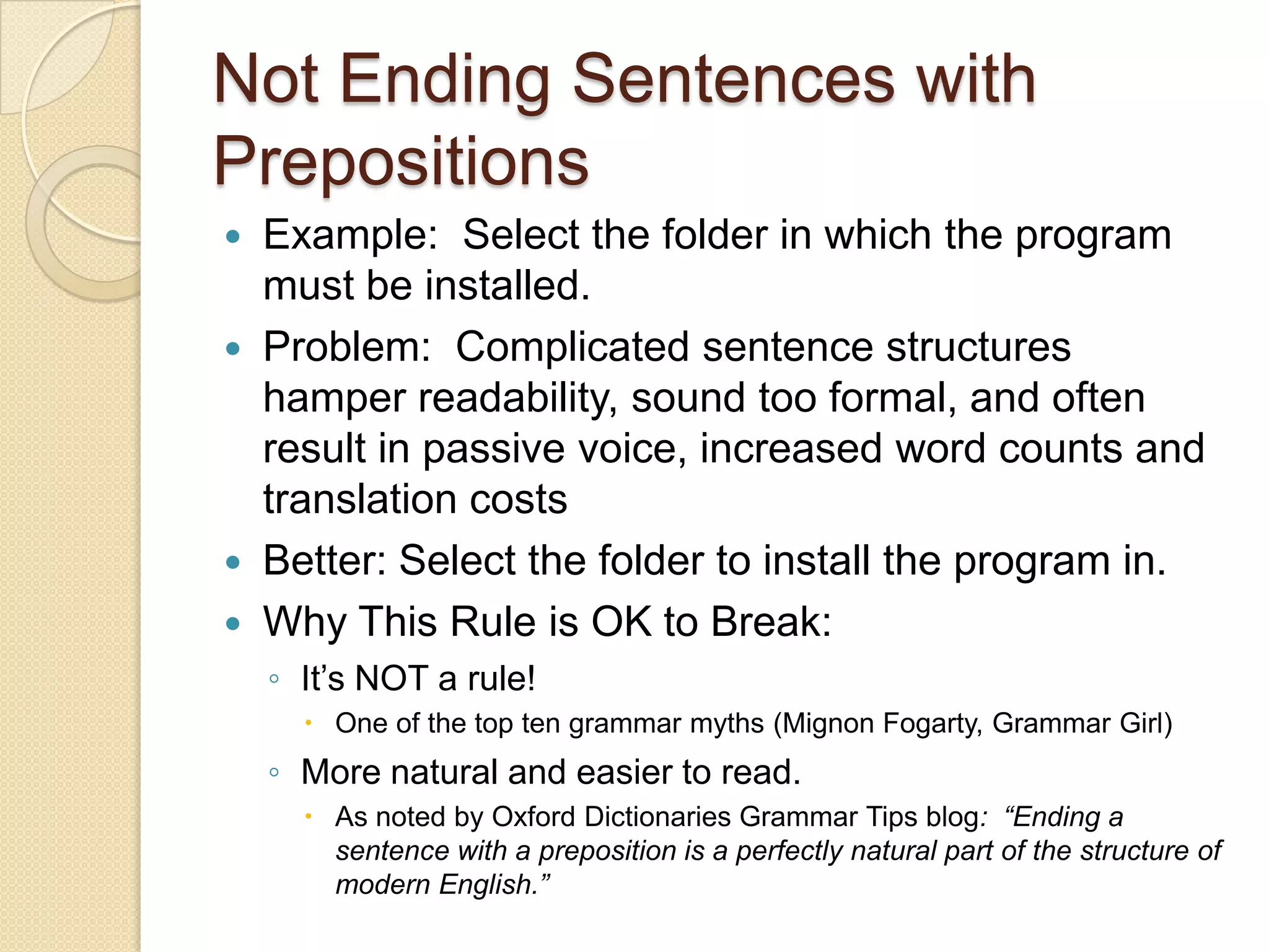 Breaking grammar rules to enhance technical communication | PPTX