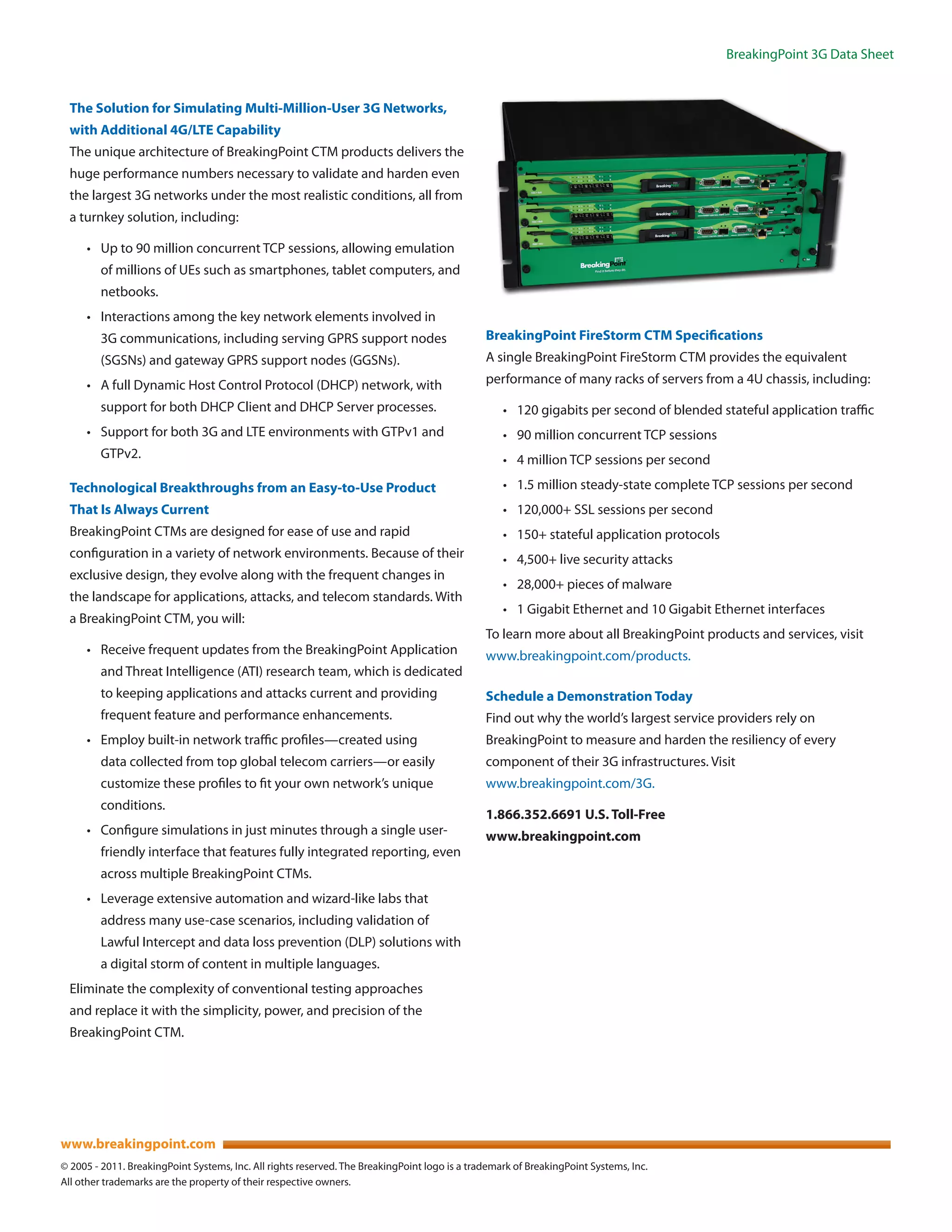 BreakingPoint 3G Testing Data Sheet | PDF