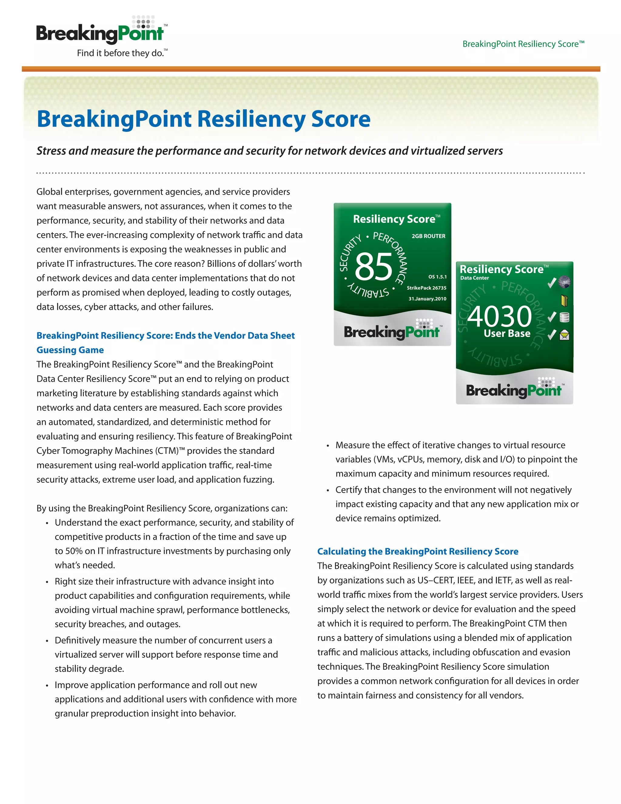 BreakingPoint Resiliency Score Data Sheet | PDF | Computer Software and ...