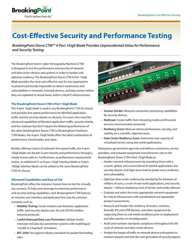 BreakingPoint Storm CTM Cost-Effective Testing Solution | PDF