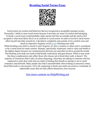 Breaking Social Norms Essay | PDF