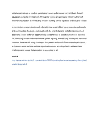 Breaking The Barriers With Empowering Through Education | PDF