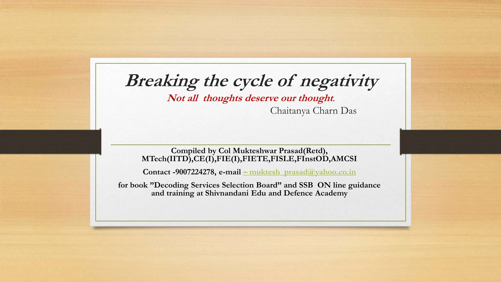 How to Break the cycle of negative Thoughts | PPTX