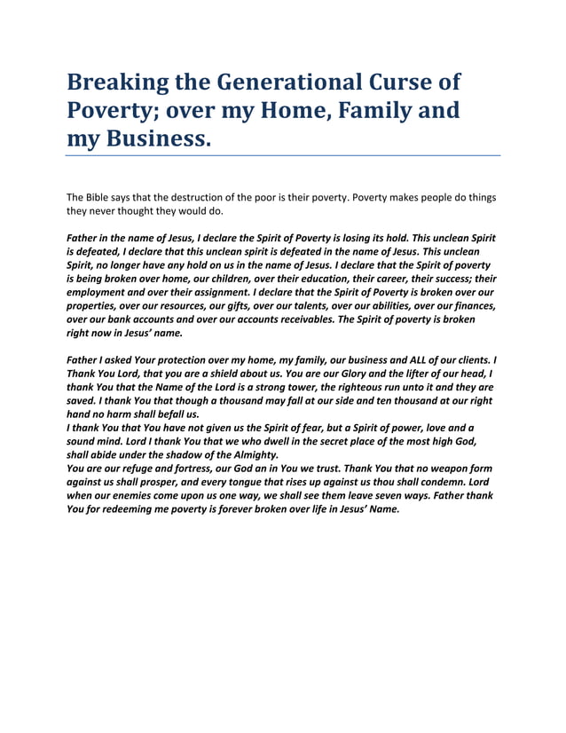 Breaking the generational curse of poverty | PDF Breaking the generational curse of poverty | PDF