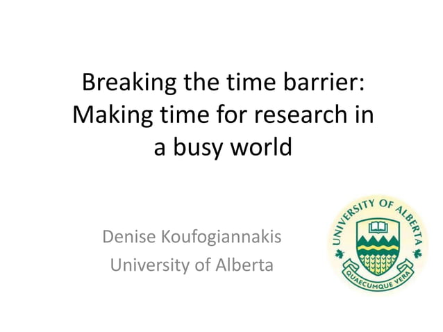 Breaking the time barrier: Making time for research in a busy world | PDF