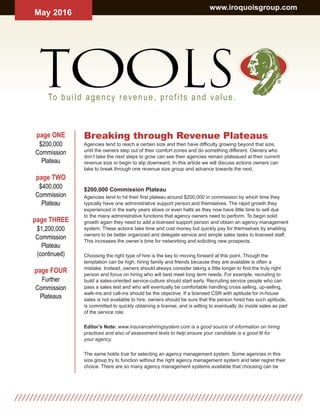 Breaking through insurance agencies revenue plateaus | PDF