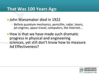 Breaking wanamaker's curse randomized experiments in advertising | PPT