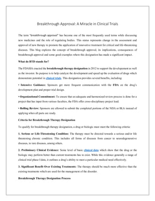 Breakthrough Approval A miracle in clinical trials.pdf | Free Download