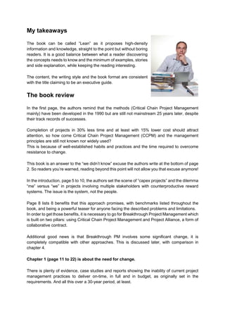 Breakthrough project management book review | PDF