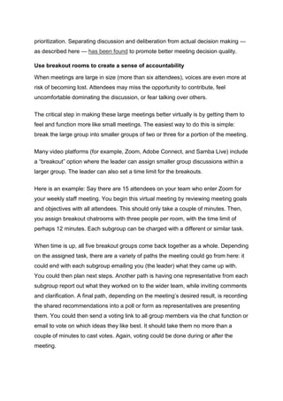 Break up your big virtual meetings & the use of Silent Brainstorming | PDF