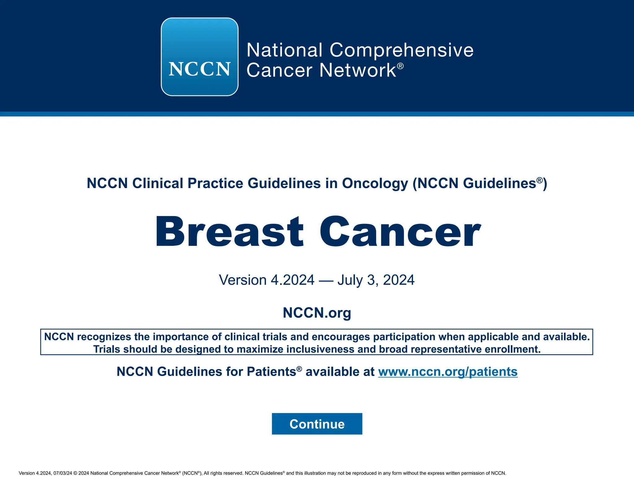 NCCN Clinical Practice Guidelines in Oncology (NCCN Guidelines®) Breast Cancer | PDF