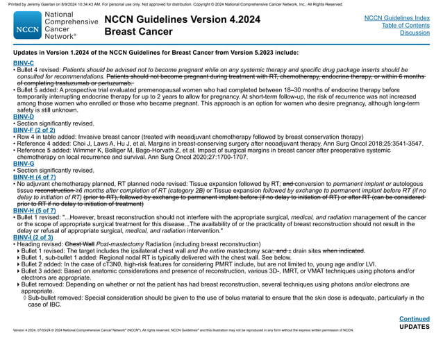 NCCN Clinical Practice Guidelines in Oncology (NCCN Guidelines®) Breast ...