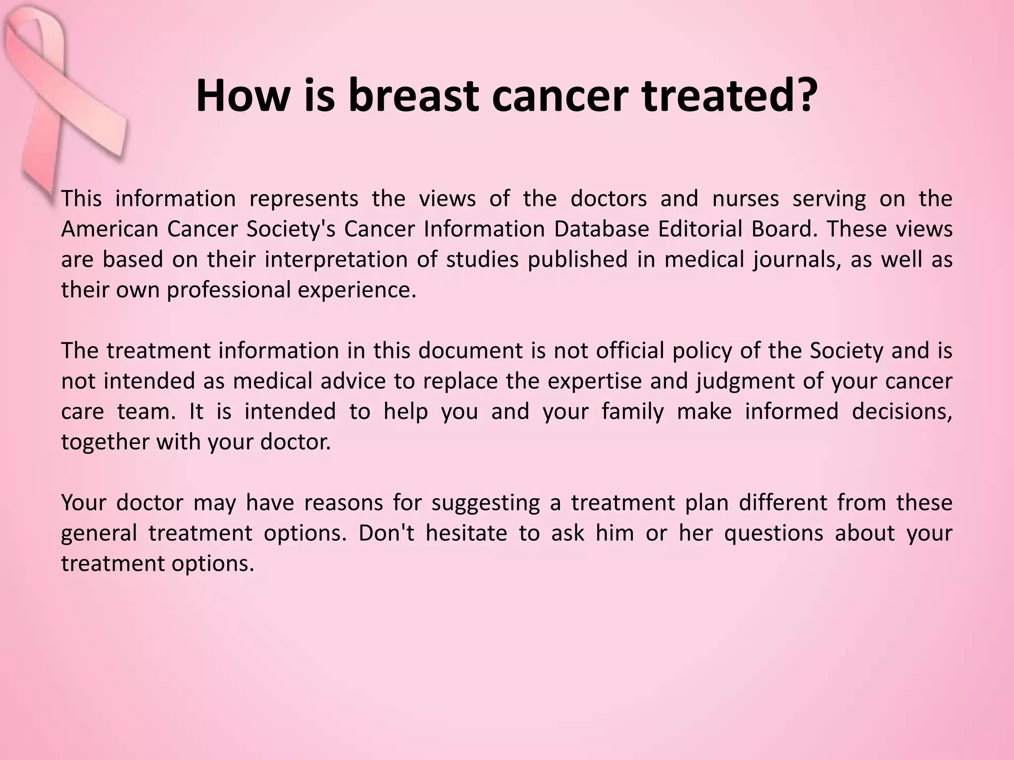 Breast Cancer Treatment Options | PPTX