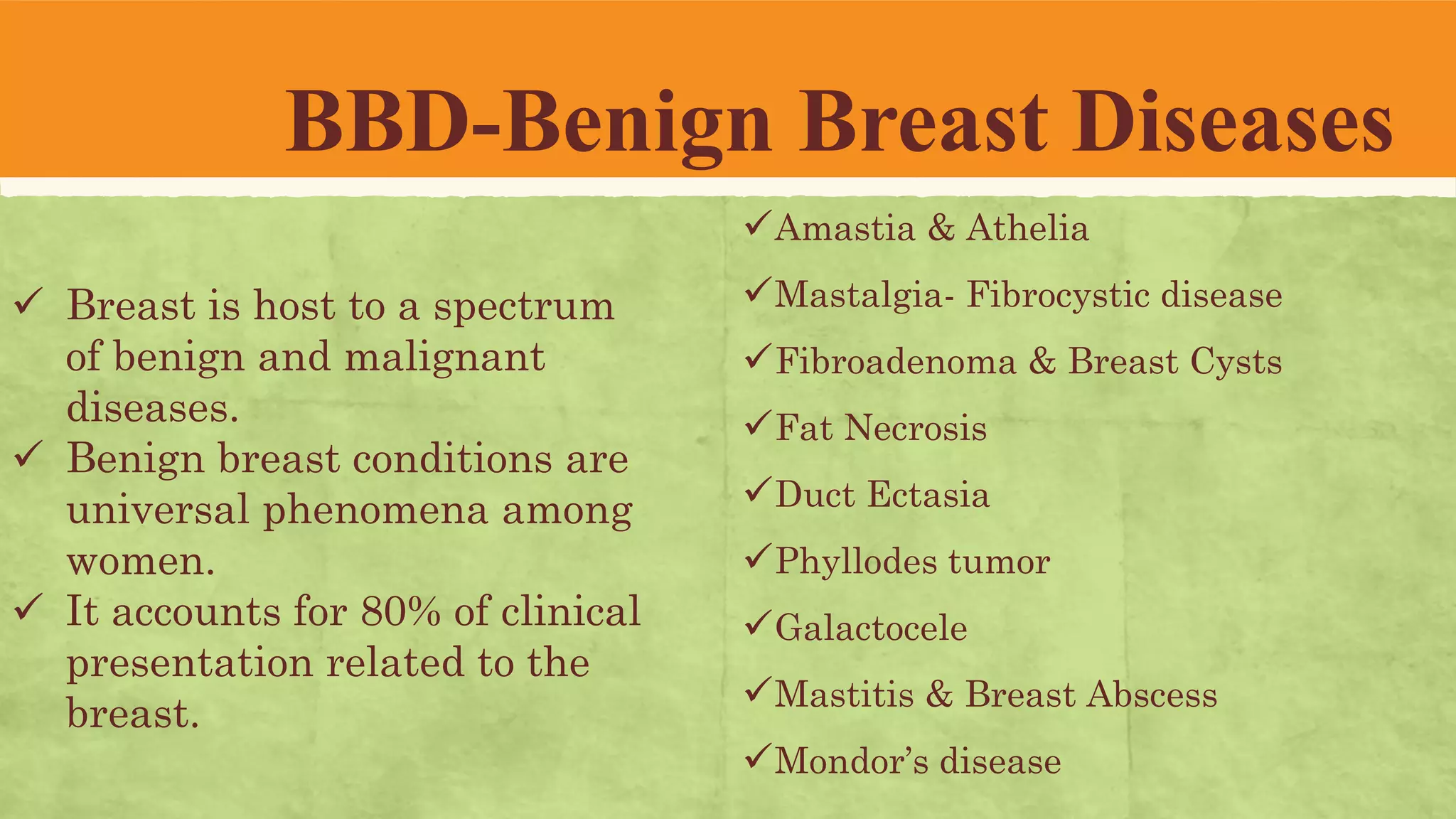 Breast- introduction, benign diseases and carcinoma breast | PDF