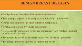 Breast- introduction, benign diseases and carcinoma breast | PDF