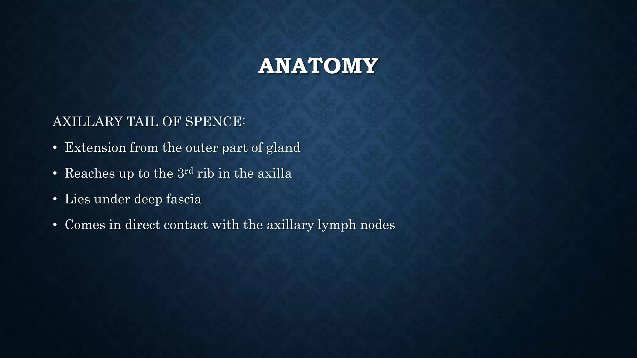 Breast anatomy, investigations and benign conditions