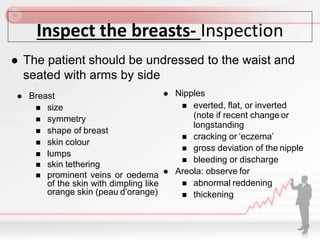 Breast, axillae, abdomen examination | PPTX