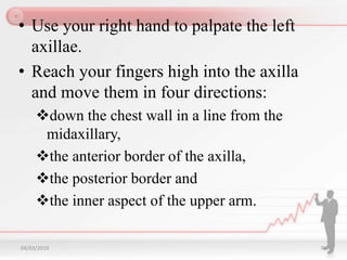 Breast, axillae, abdomen examination | PPTX