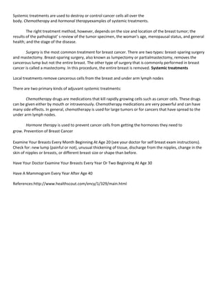 Breast cancer | DOCX | Menopause | Endocrine and Metabolic Diseases