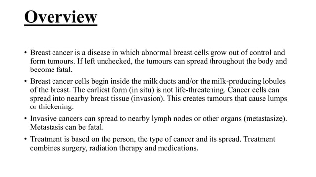 Breast cancer for nurses | PPTX