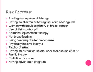 BREAST CANCER in female. It has all necessary information about it. | PPTX