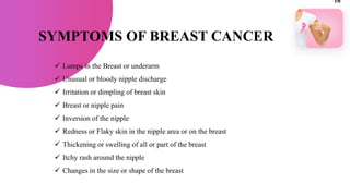 Breast Cancer and its types, signs and symptoms | PPTX