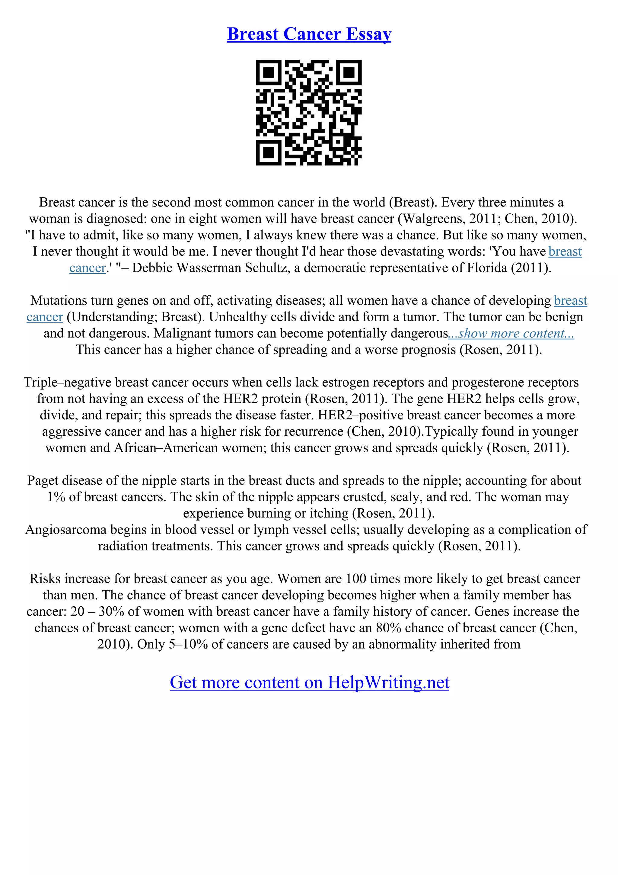 Breast Cancer Essay | PDF