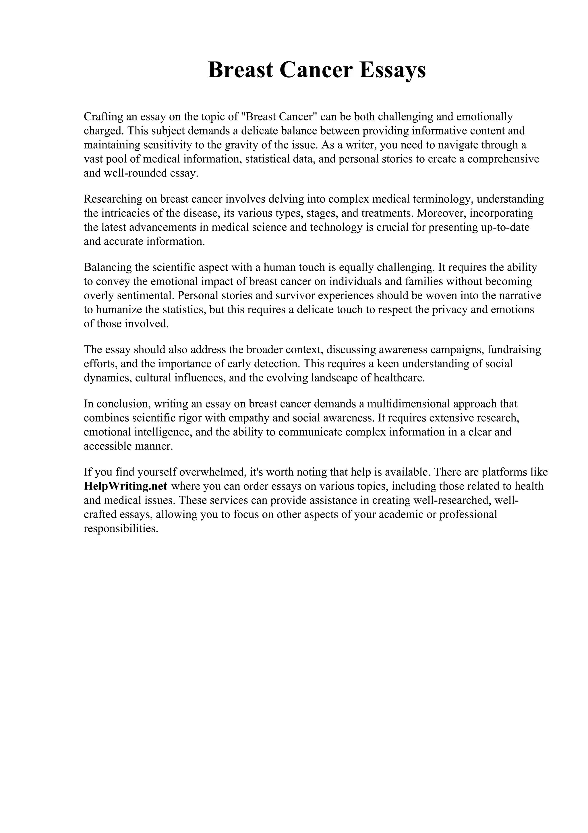 Breast Cancer Essays | PDF