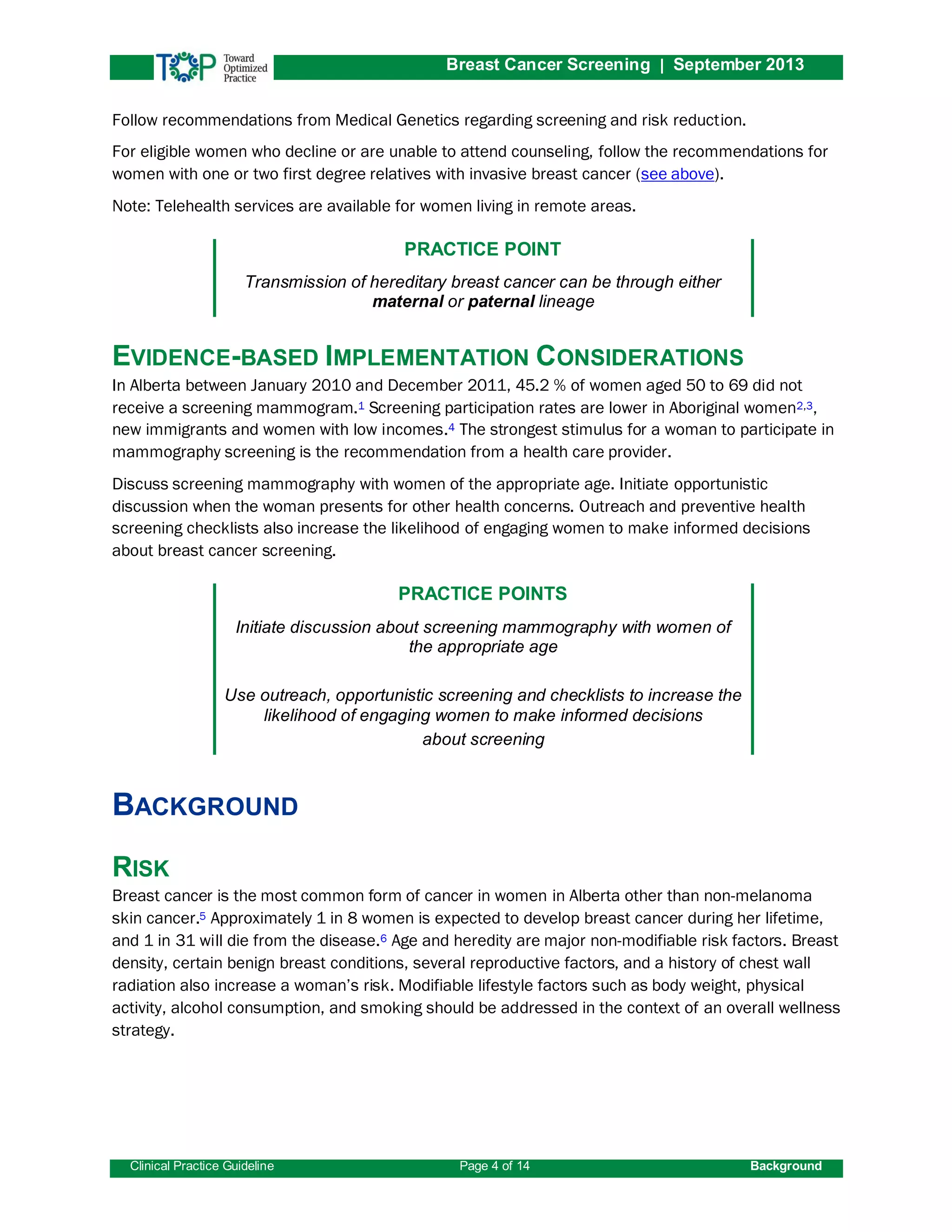 Breast cancer guideline (mamografía) | PDF