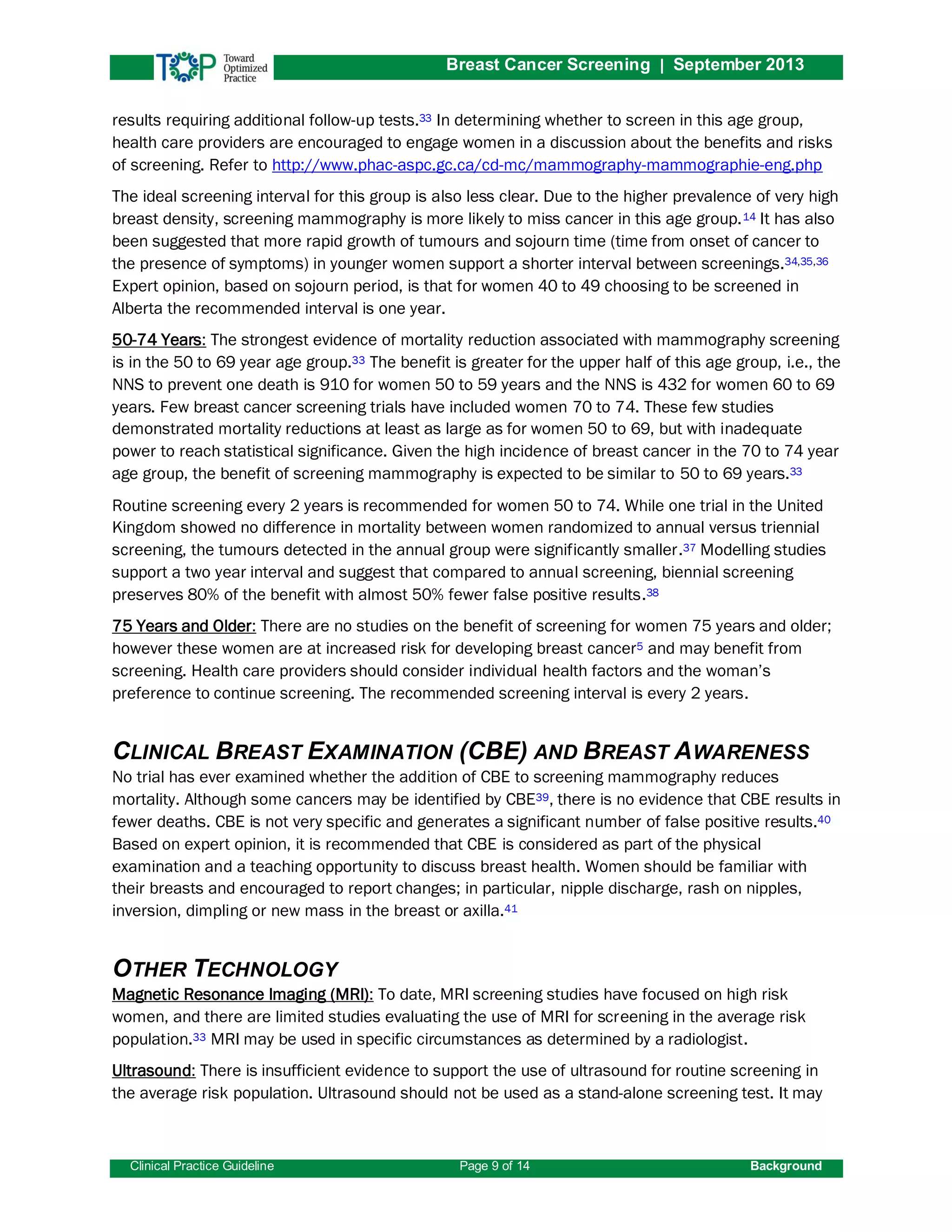 Breast cancer guideline (mamografía) | PDF