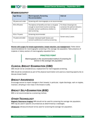 Breast cancer guideline (mamografía) | PDF | Cancer | Diseases and ...