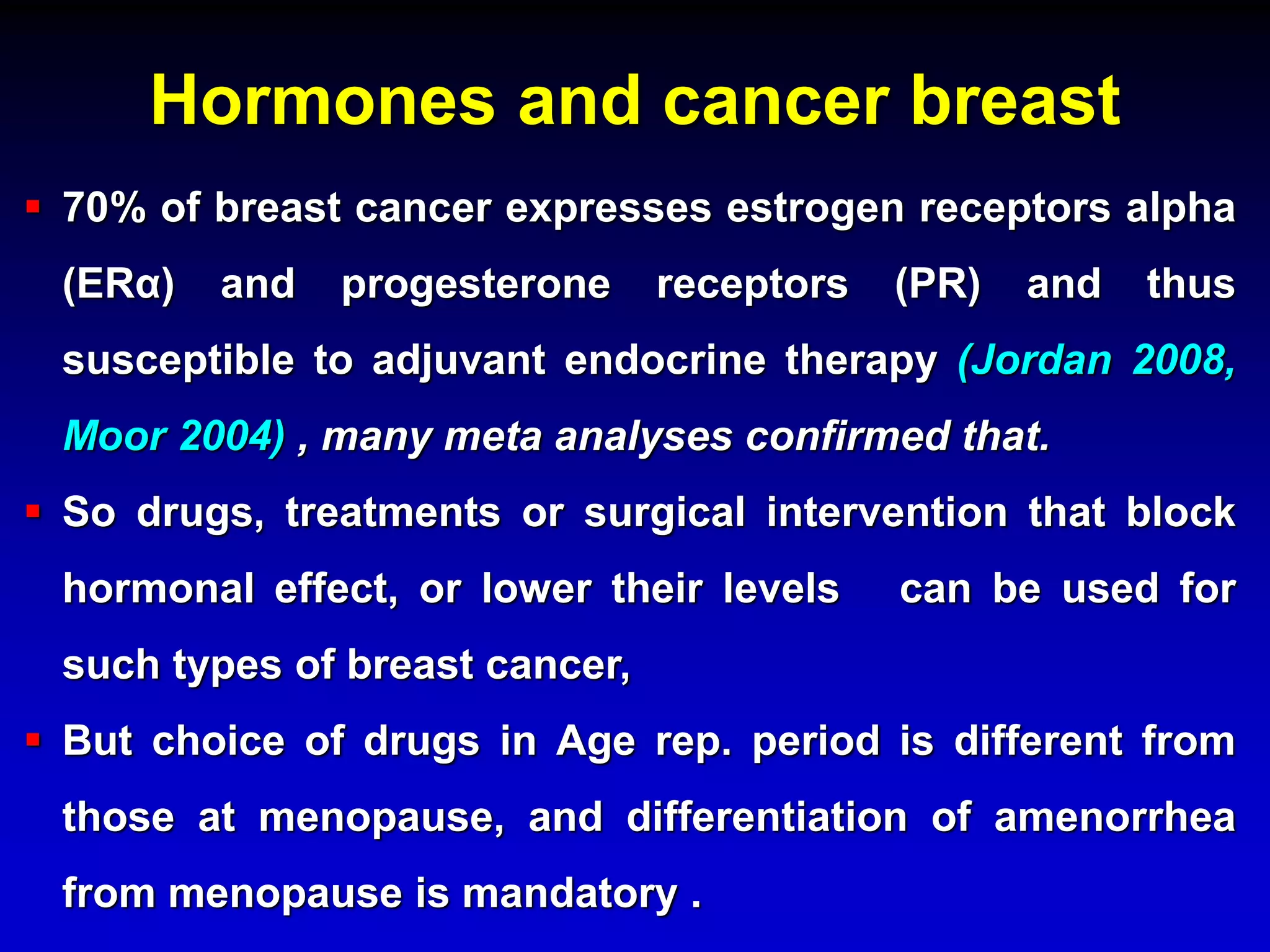 Fertility, Pregnancy, Contraception, Lactation And Endocrine Therapy In ...