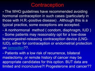 Fertility, Pregnancy, Contraception, Lactation And Endocrine Therapy In ...