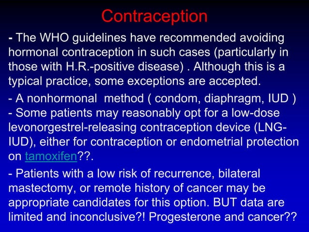 Fertility, Pregnancy, Contraception, Lactation And Endocrine Therapy In ...