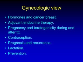 Fertility, Pregnancy, Contraception, Lactation And Endocrine Therapy In ...