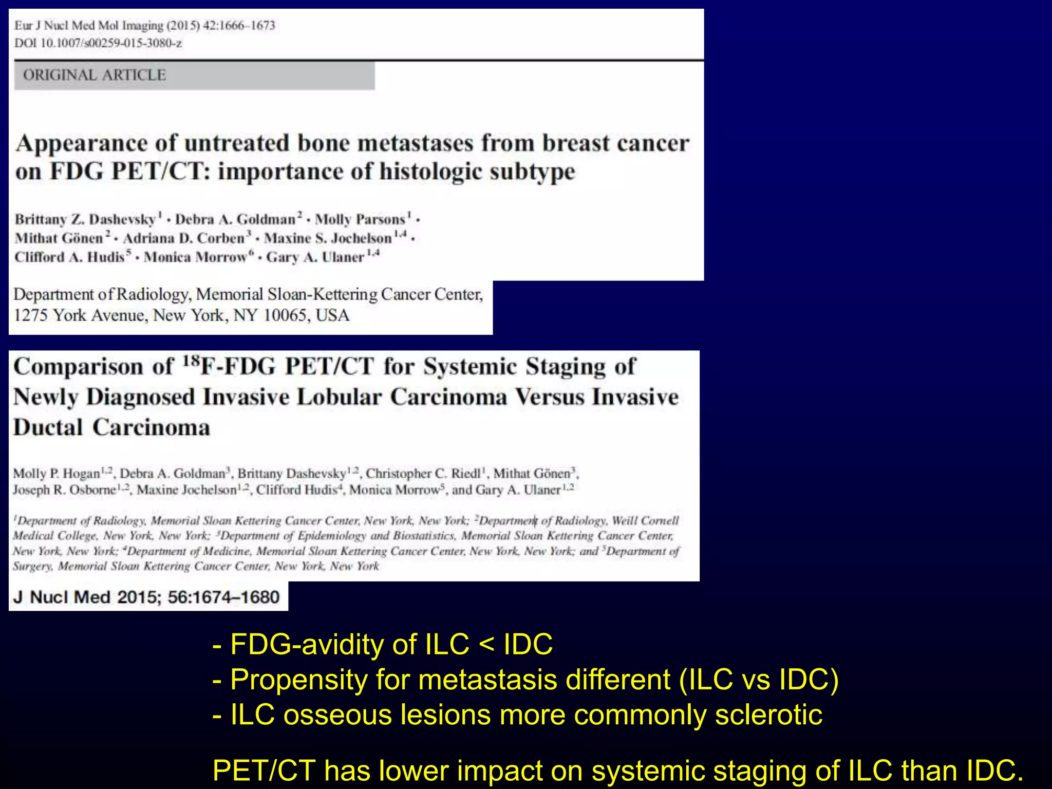 PET/CT for Patients with Breast Cancer: Ductal and Lobular Malignancies ...