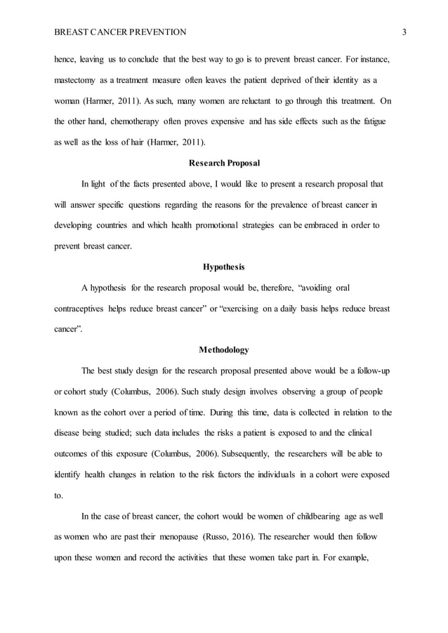 Breast cancer research paper sample | PDF