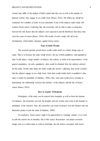 Breast cancer research paper sample | PDF