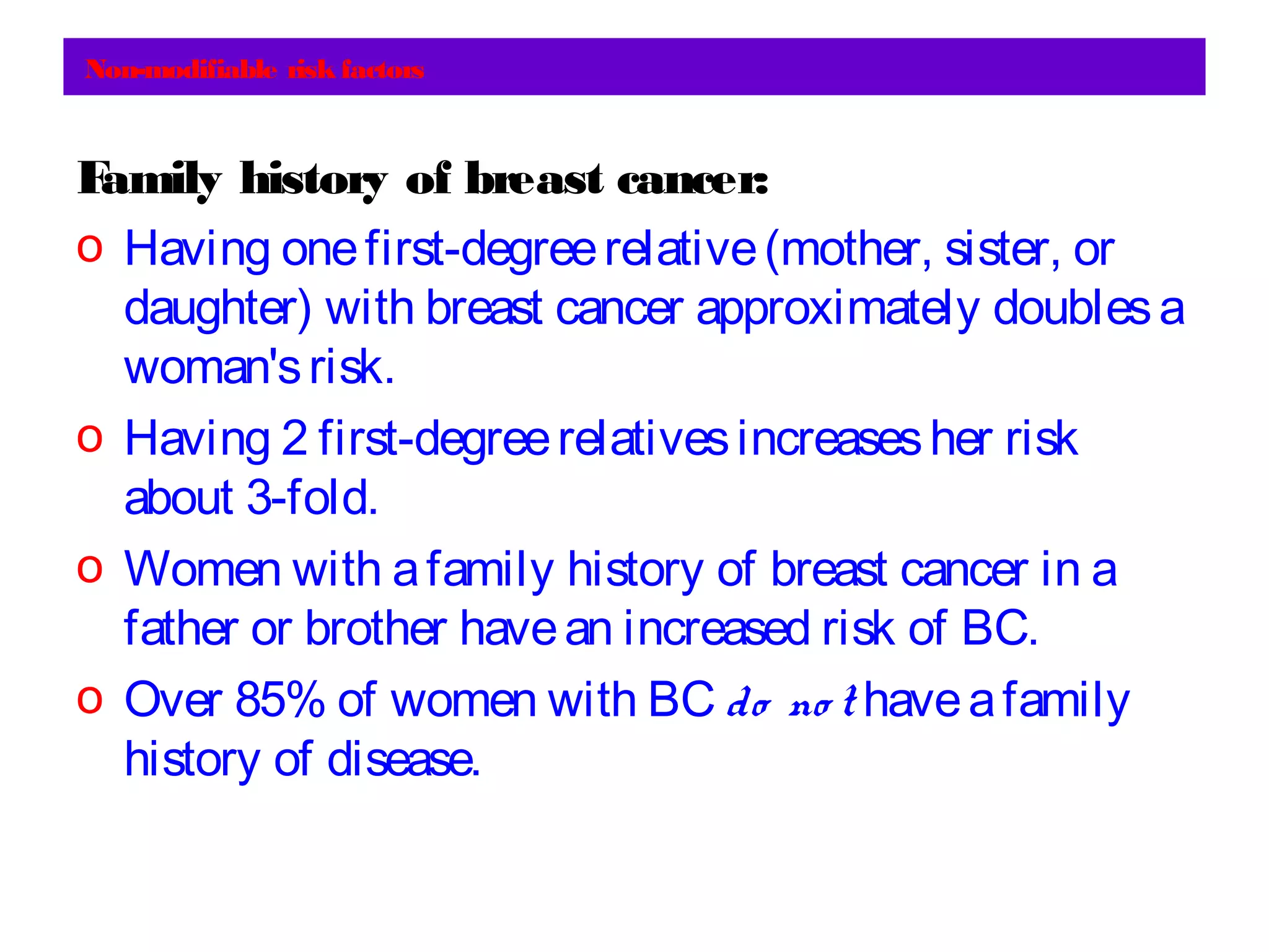 Breast cancer risk factors | PPT | Cancer | Diseases and Conditions