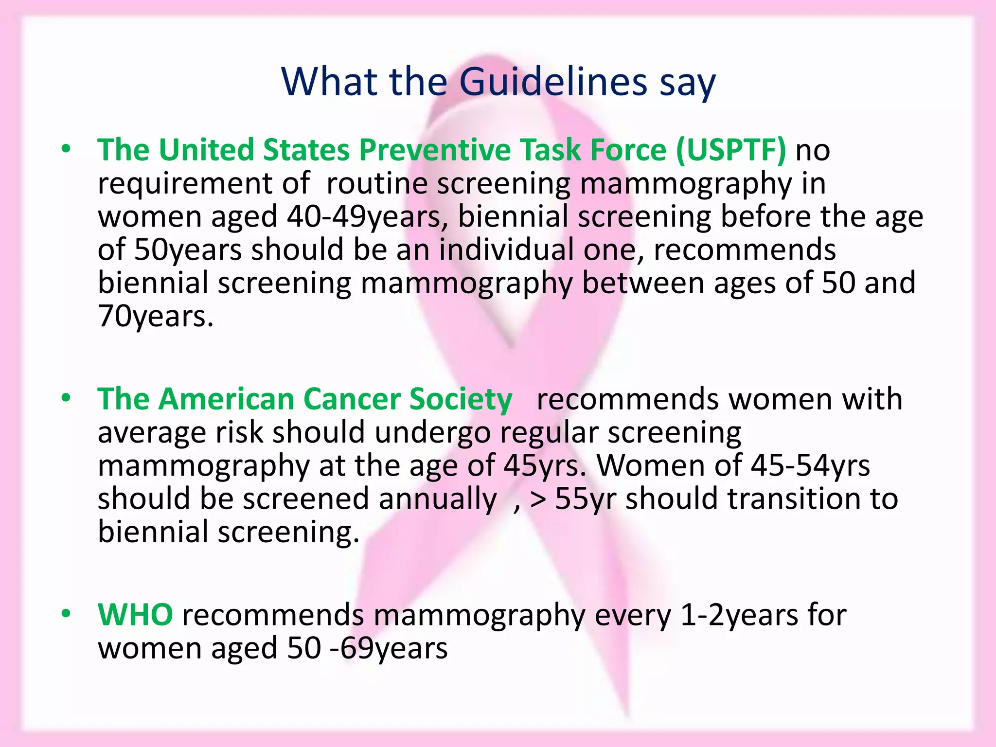Breast cancer screening | PPTX