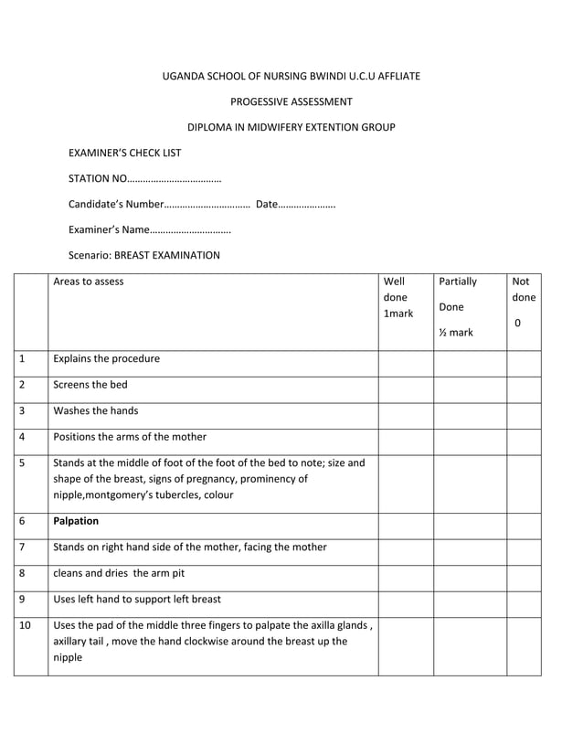Breast examination assessment plus examination | DOCX