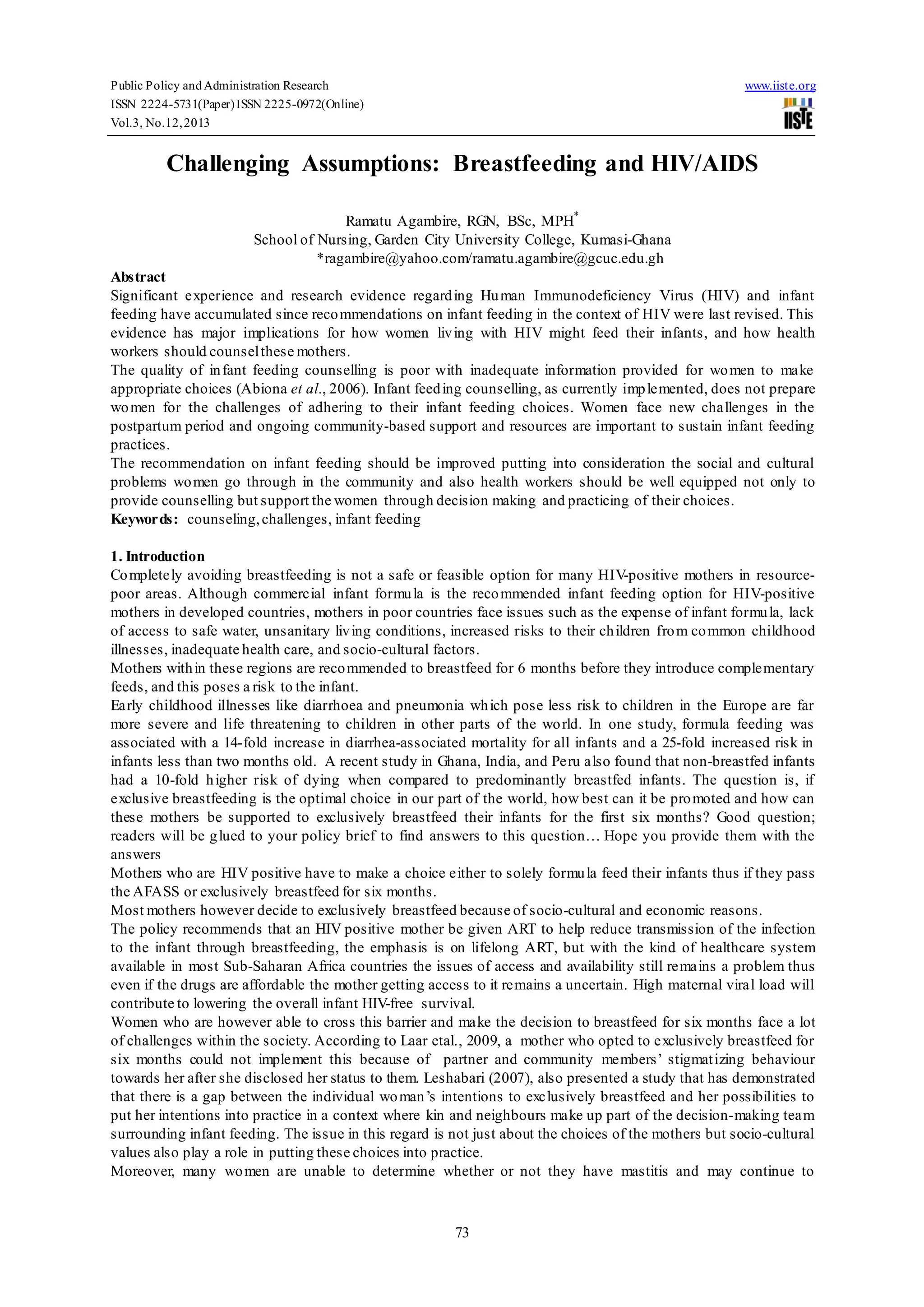 Breastfeeding and hiv | PDF