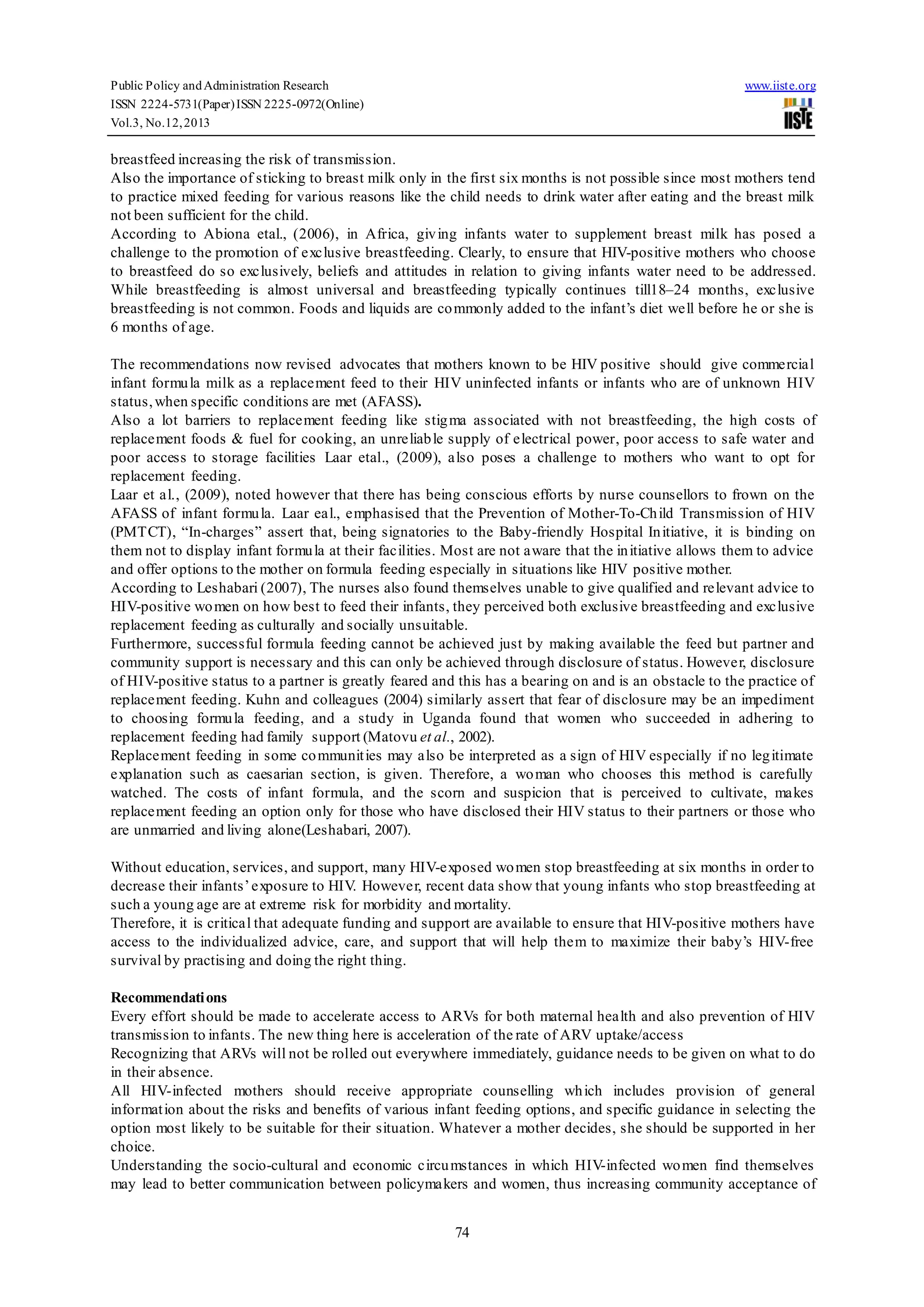 Breastfeeding and hiv | PDF