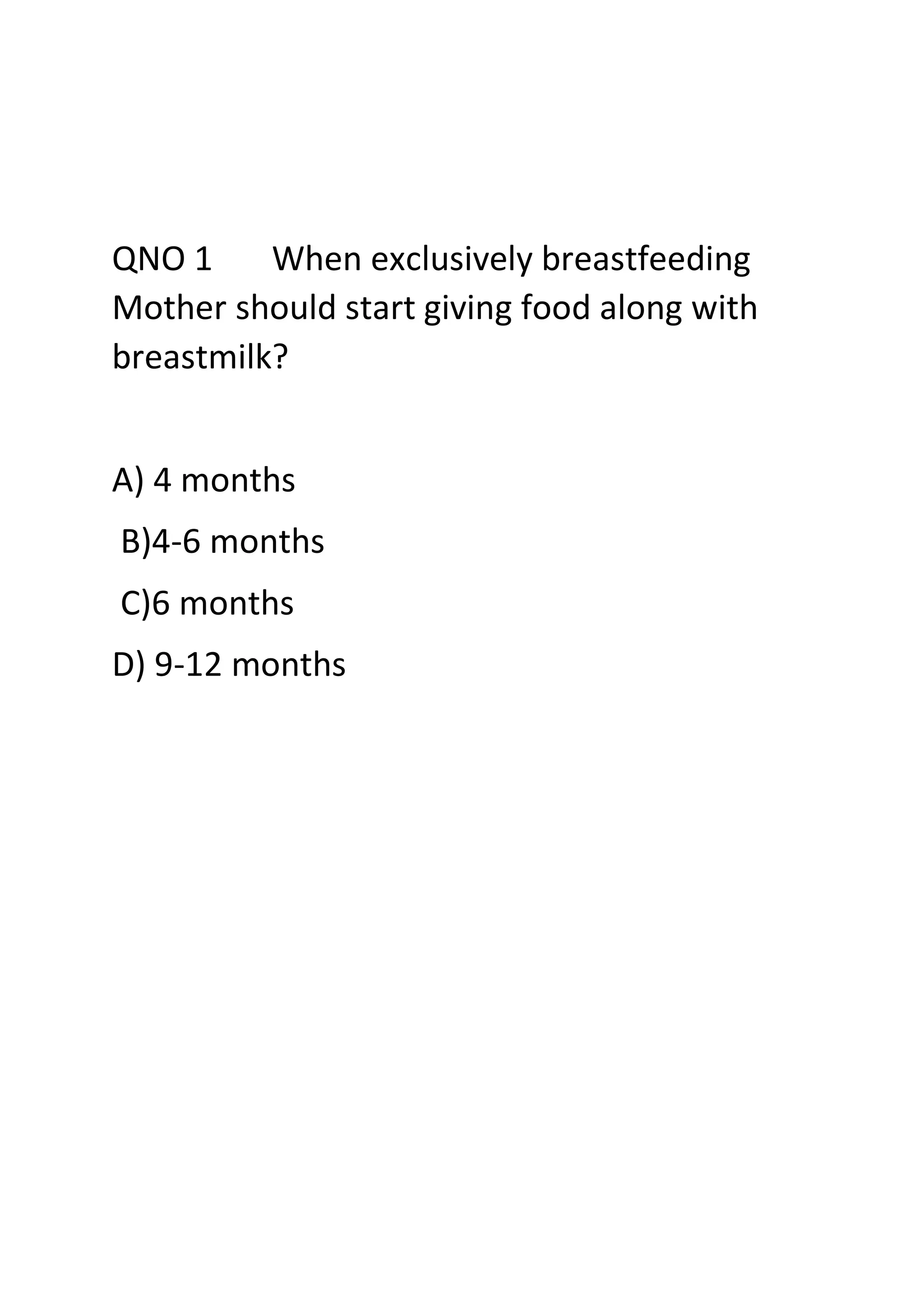 breast feeding quiz objective questions | PDF