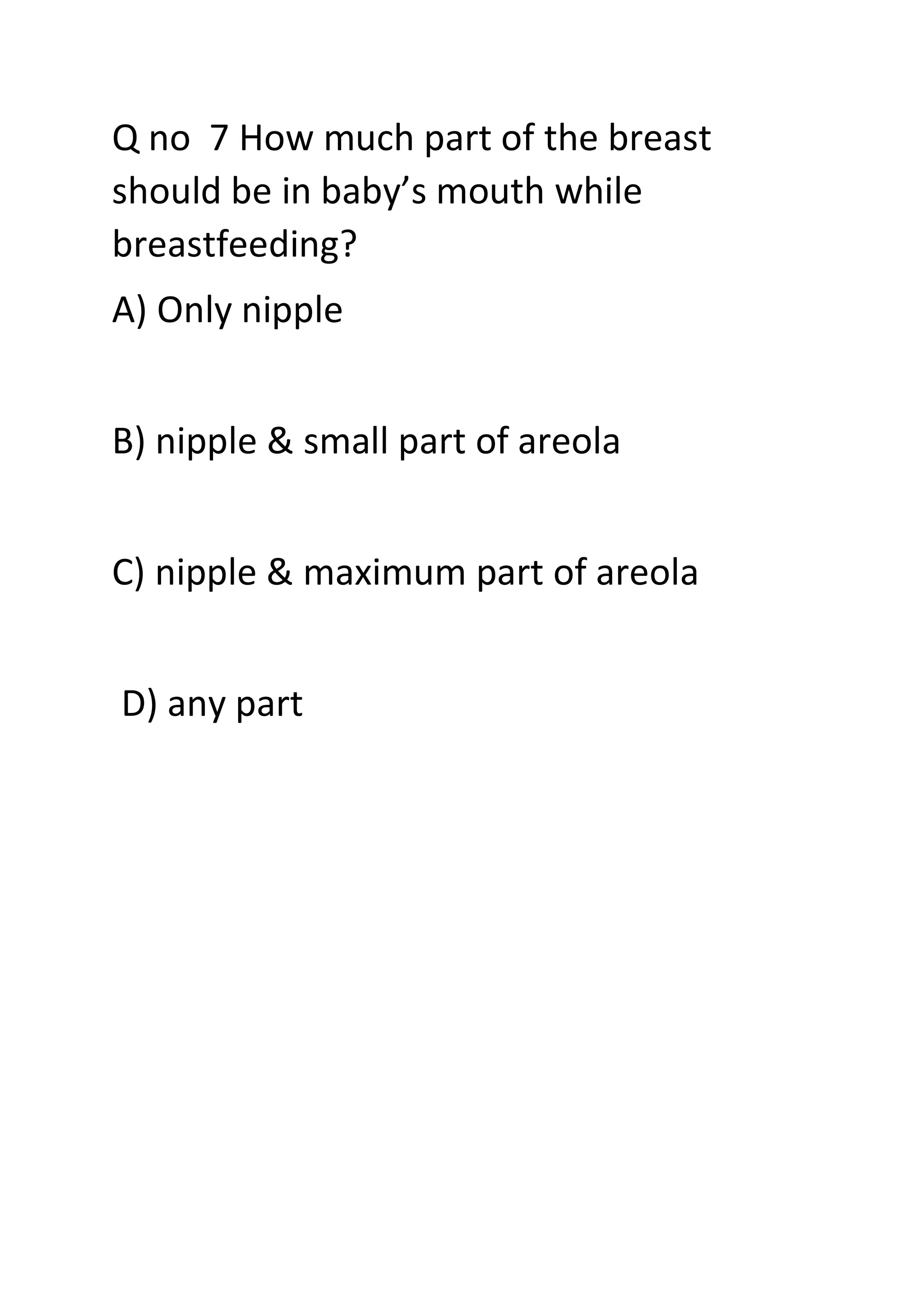 breast feeding quiz objective questions | PDF